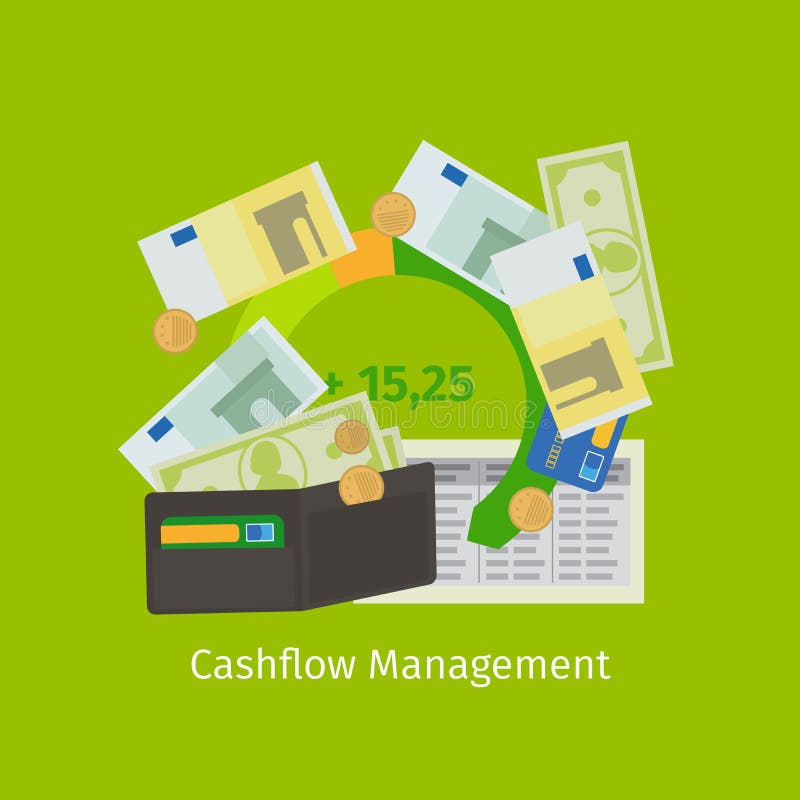 Cash Flow Illustration With Laptop Money And Graph Chart Stock Vector ...
