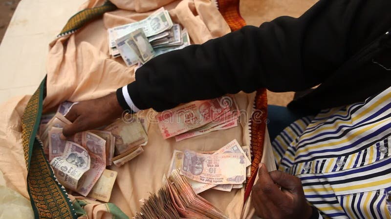 Cashier Counting Indian Currency Close Stock Video - Video of elounging ...