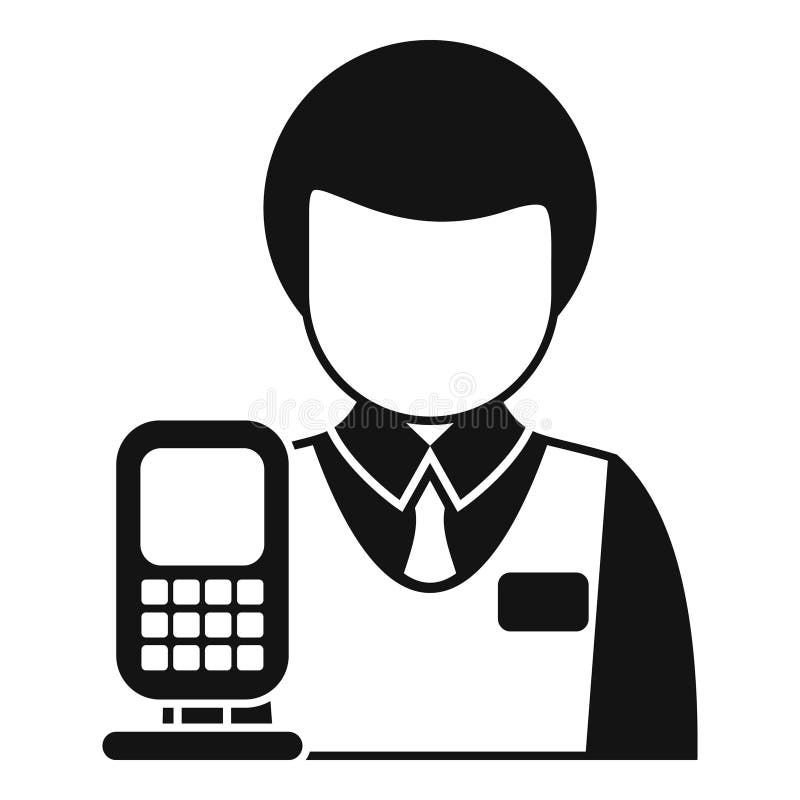 Cashier Holding Mobile Pos Terminal Icon Stock Vector - Illustration of ...