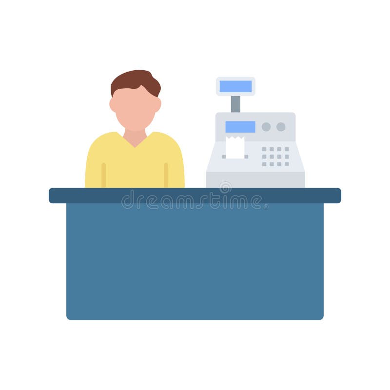 Cashier Icon in Black Style Isolated on White Background. Supermarket ...