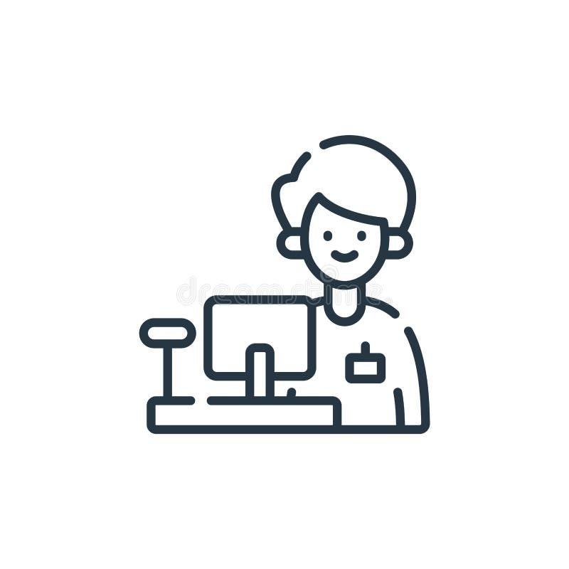 Cashier Icon Vector from Supermarket Concept. Thin Line Illustration of ...