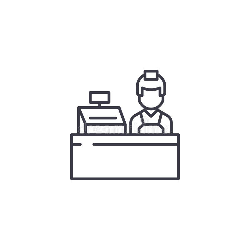 Cashier Linear Icon Concept. Cashier Line Vector Sign, Symbol ...
