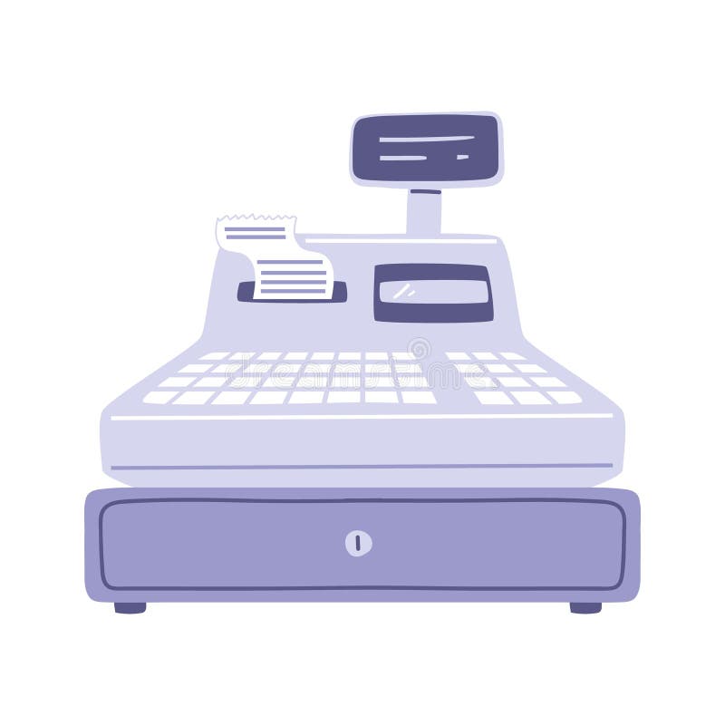 Cashier Machine Front View Illustration Stock Vector - Illustration of ...