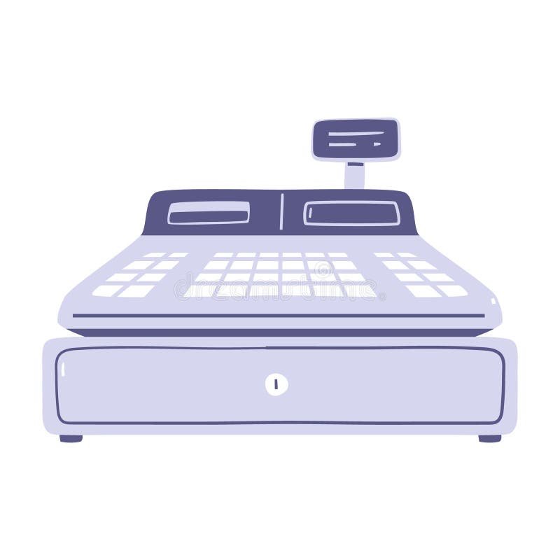 Cashier Machine Front View Illustration Stock Vector - Illustration of ...