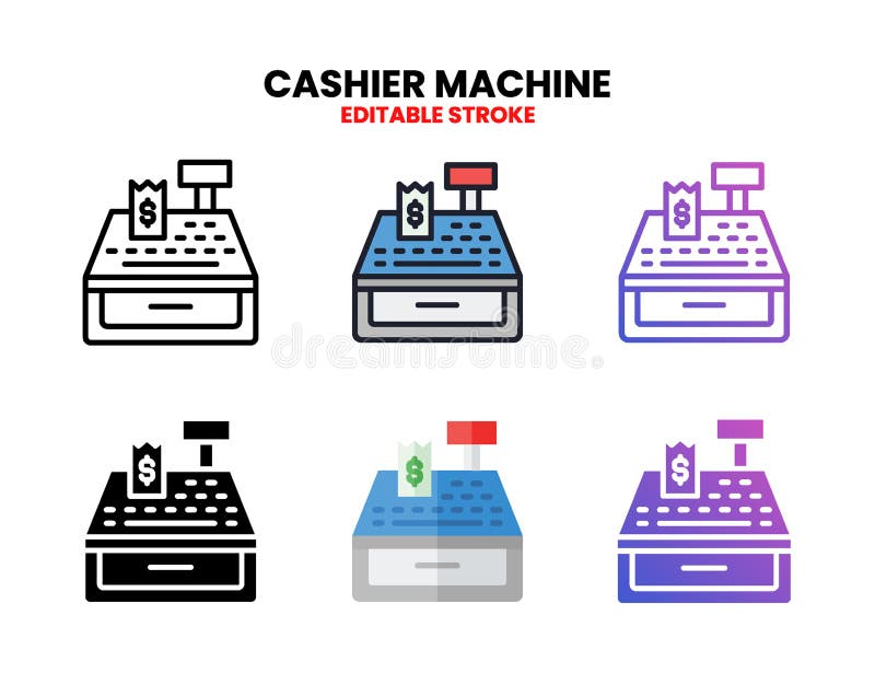 Cashier Machine Icon Cash Register Machine Line Icon. Vector