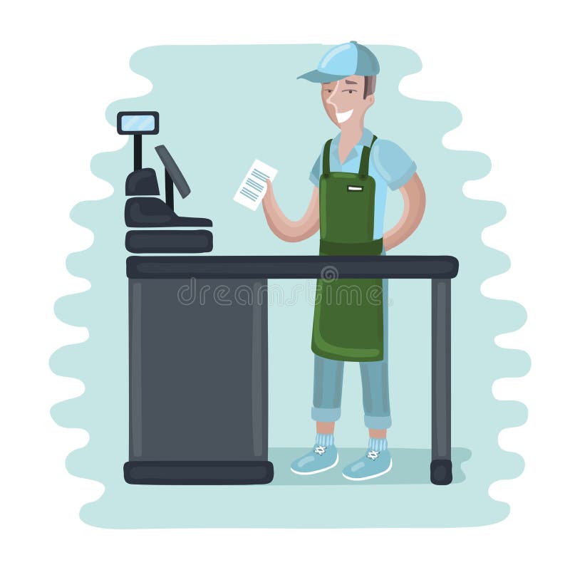 Cashier Man - Vector Illustration Stock Vector - Illustration of ...
