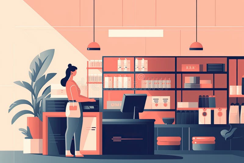 A Cashier Scanning Items and Processing Transactions at a Checkout ...