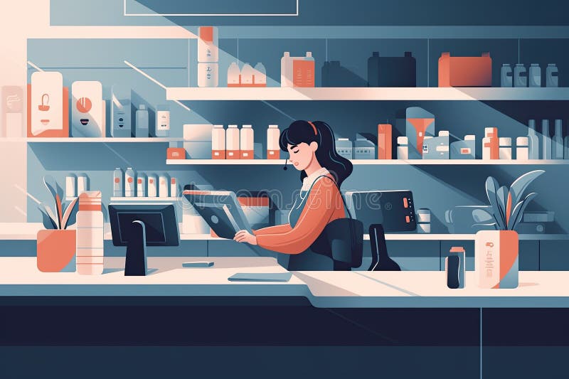 A Cashier Scanning Items and Processing Transactions at a Checkout ...