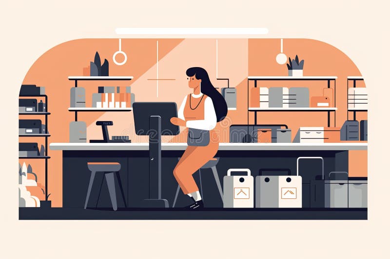 A Cashier Scanning Items and Processing Transactions at a Checkout ...