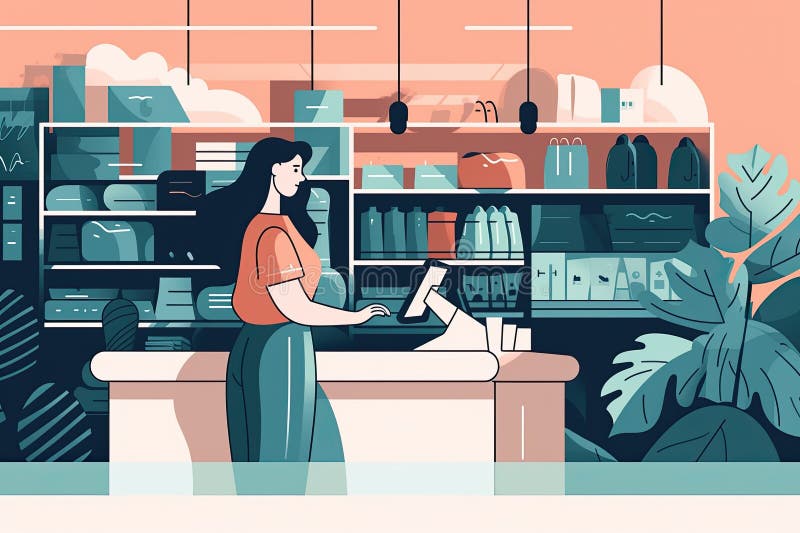 A Cashier Scanning Items and Processing Transactions at a Checkout ...