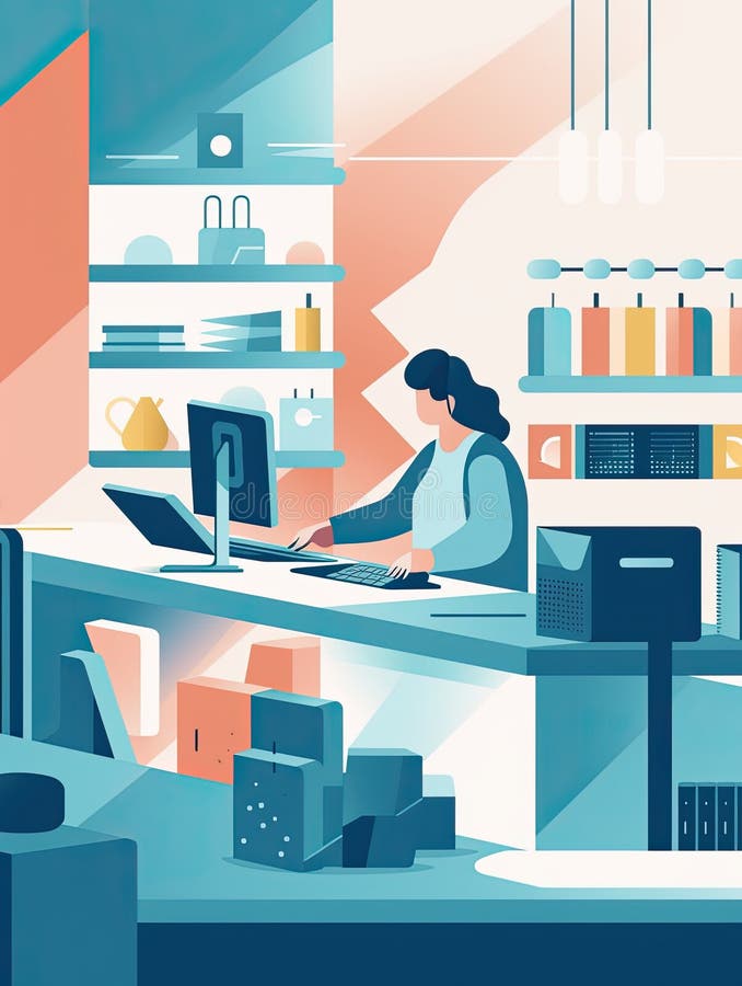 A Cashier Scanning Items and Processing Transactions at a Checkout ...