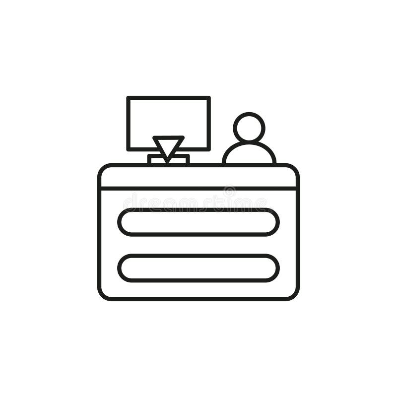 Cashier Table Icon Flat Line Symbol Set Stock Vector - Illustration of ...