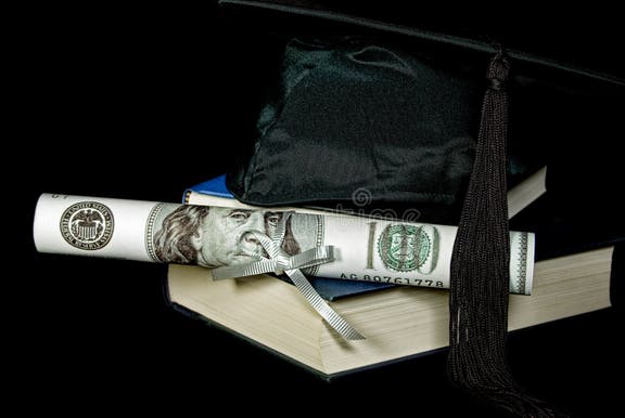 Graduation Cap with Money Diploma Stock Photo - Image of government ...