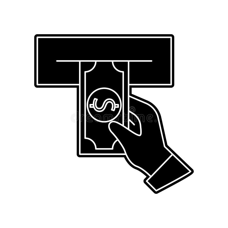 Cashing Out of an ATM Icon. Outline Set of Banking Icons. Premium ...