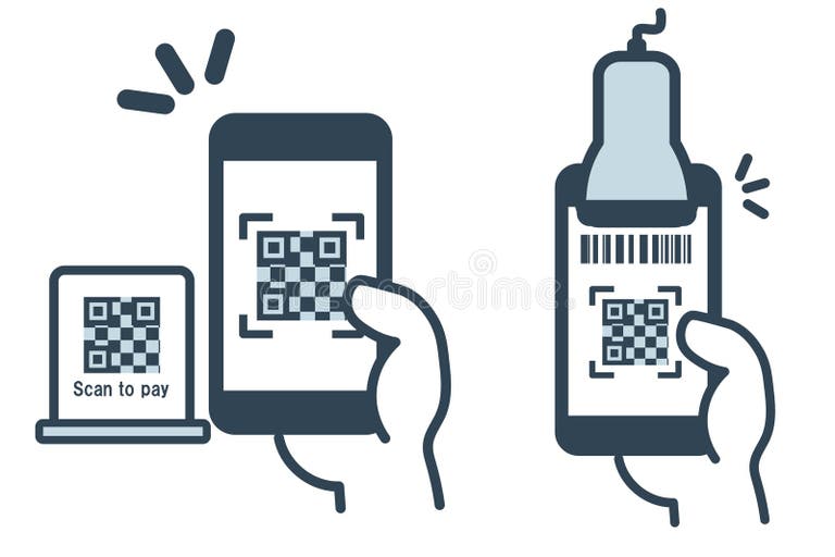 Cashless Payment or Code 2D Barcode Barcode Payment Stock Vector ...