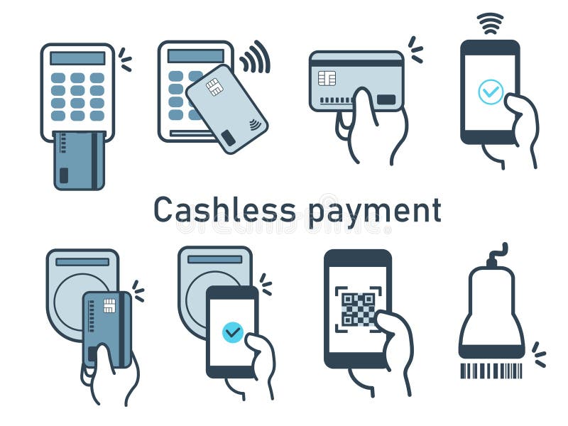 Cashless Payment Illustration Set of Various Payment Methods Stock ...