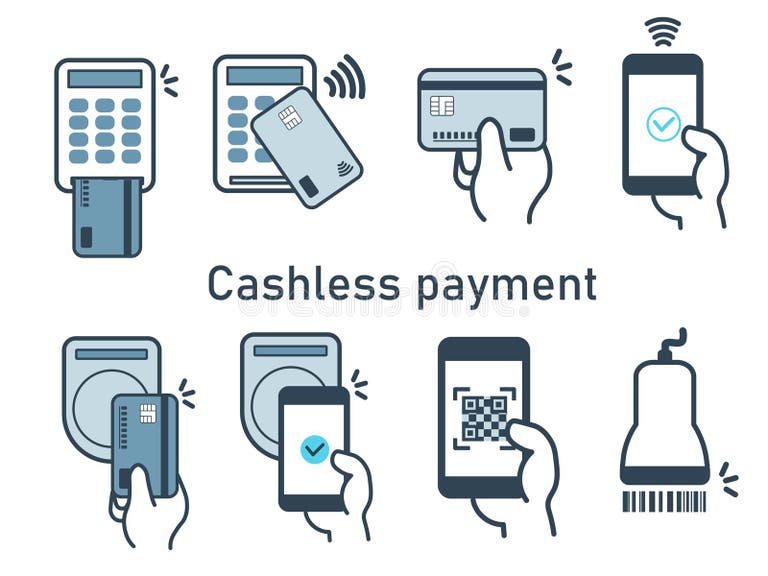 Cashless Payment Illustration Set of Various Payment Methods Stock ...