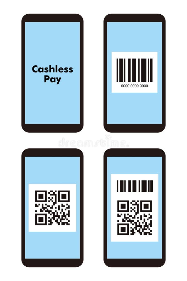 Cashless Payment Image of Smartphone Barcode and QR Code Stock Vector ...