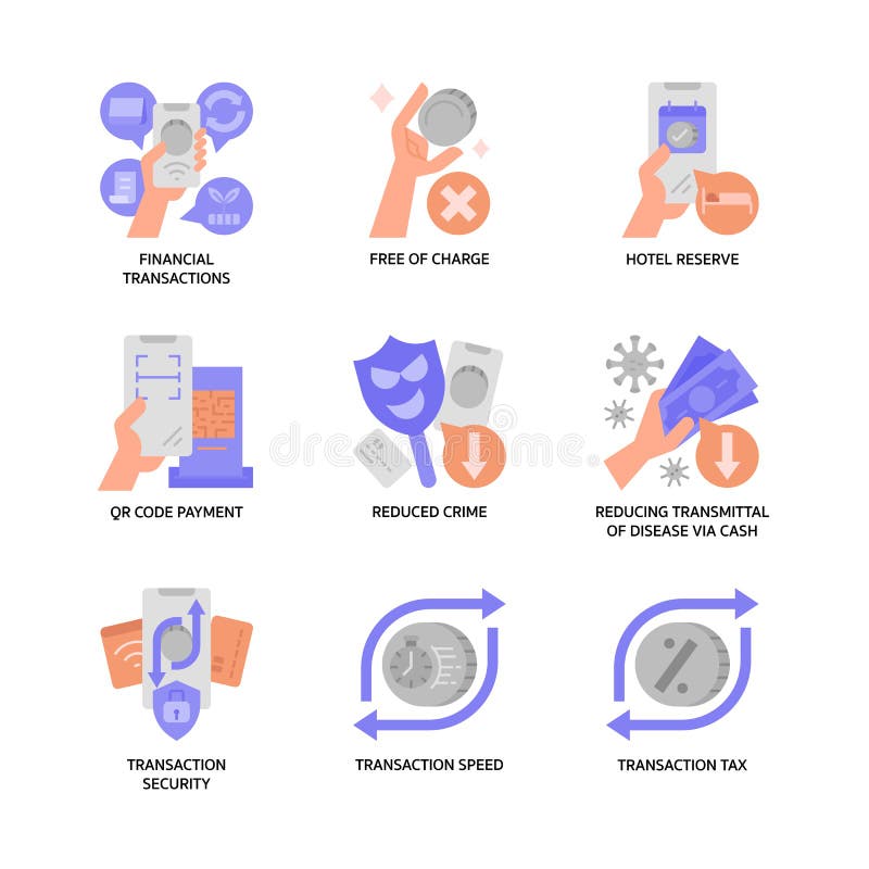 Cashless Society Icon Set stock vector. Illustration of payment - 249996605