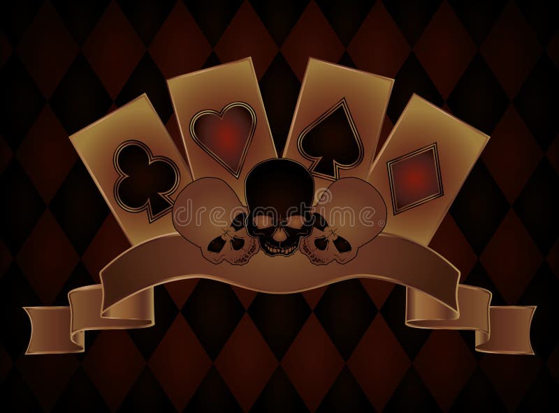 Skeleton Gambler with Poker Cards Stock Vector - Illustration of evil ...