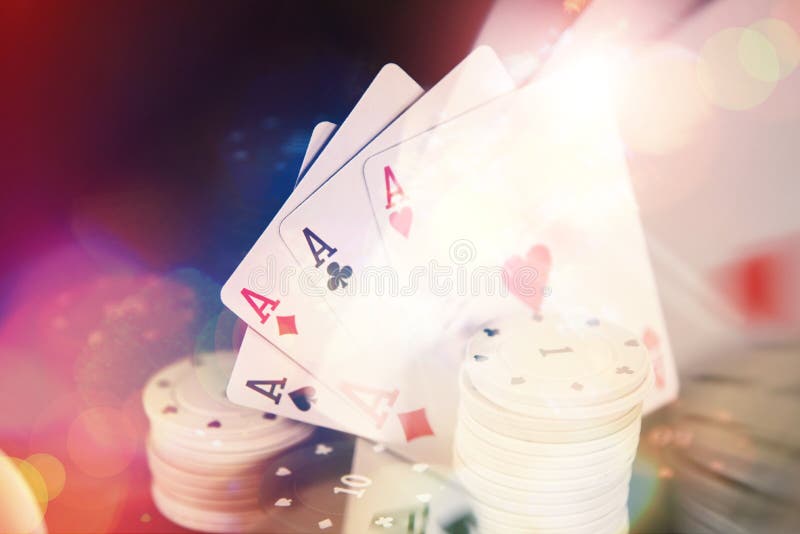Casino Card and Chips with Magic Light Stock Image - Image of point ...