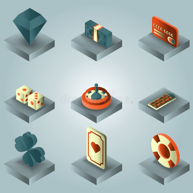 Casino Color Gradient Isometric Set Stock Vector - Illustration of ...