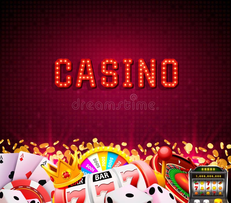 Casino Dice Banner Signboard On Background. Stock Vector - Illustration ...
