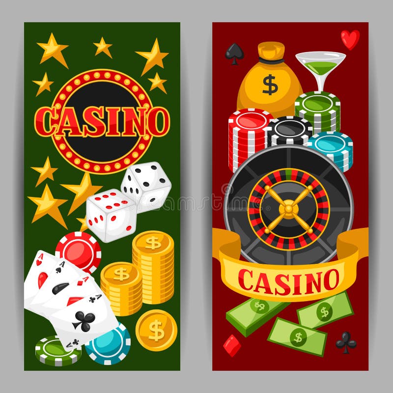 Casino Gambling Banners or Flyers with Game Objects Stock Vector ...