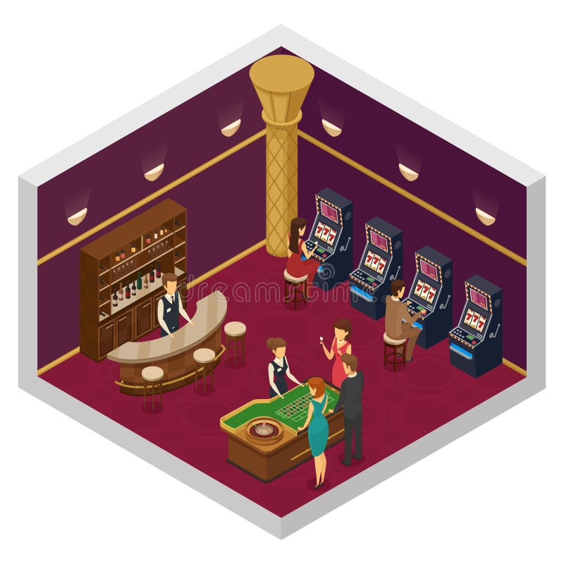 Casino Isometric Interior stock vector. Illustration of gold - 210801628