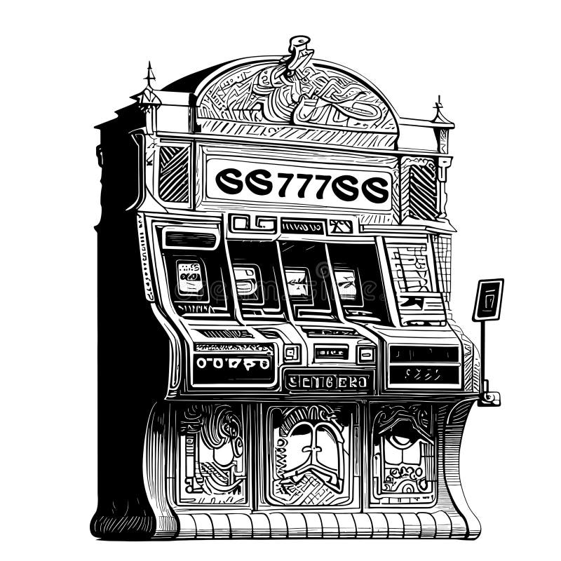 Casino Slot 777 Machine Hand Drawn Engraving Sketch Stock Vector ...