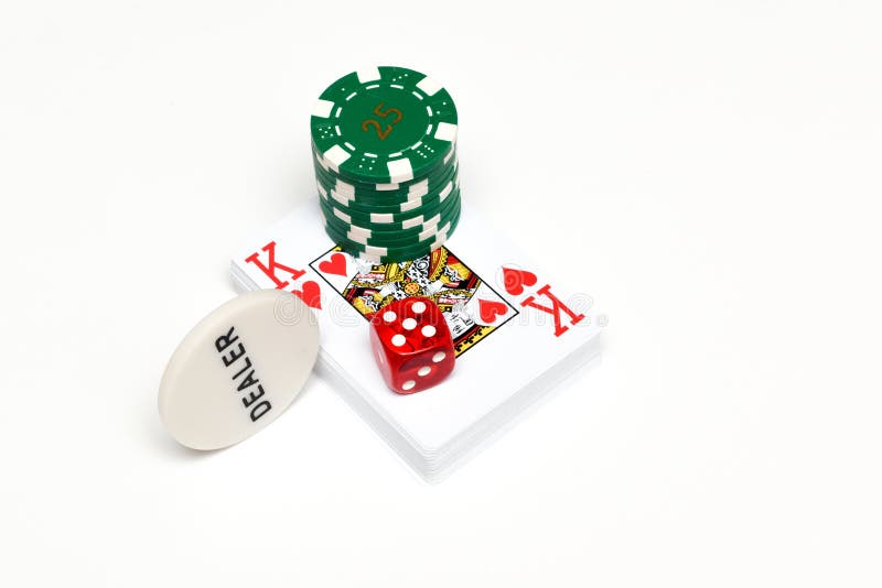 Casino Objects Playing Cards Dice Casino Chips Isolated on White for ...