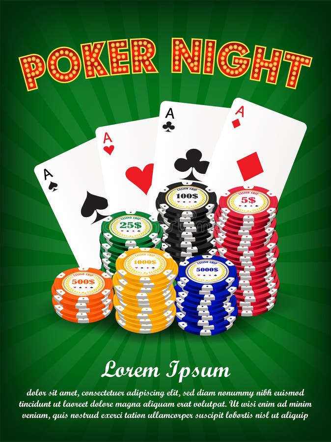 Casino Poker Night with Suit Card and Chips Stock Vector - Illustration ...