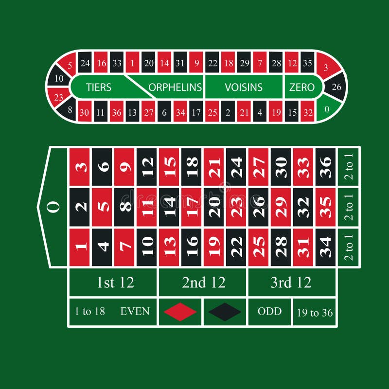 Casino Roulette Green Table with Numbers Background Vector Stock Vector ...