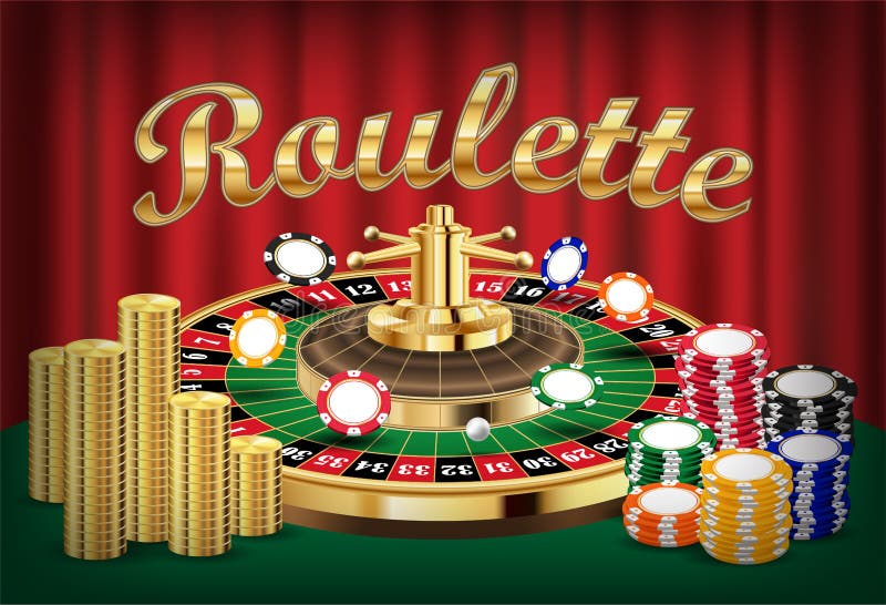 Casino Roulette with Pile of Coin and Casino Ship Stock Vector ...