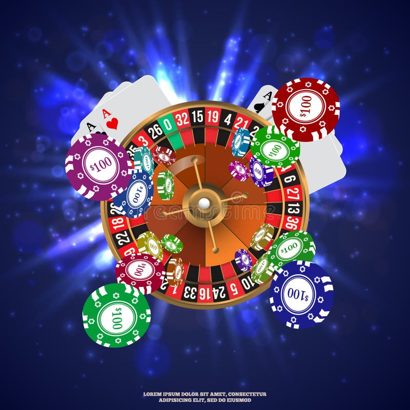 Casino Roulette Playing Cards Falling Chips. Vector Stock Vector ...