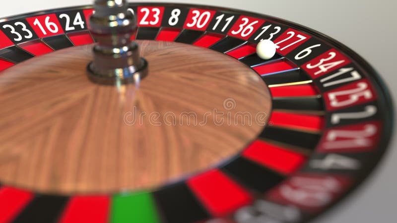 27 Twenty-seven Red on Casino Roulette Wheel, Close-up. 3D Rendering ...