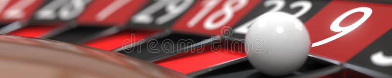 9 Nine Red on Casino Roulette Wheel, Close-up. 3D Rendering Stock ...