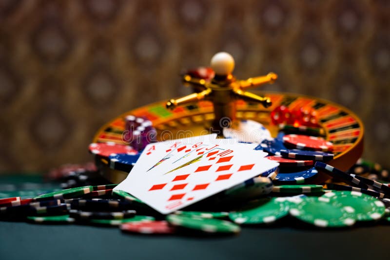Casino Set with Roulette, Cards, Dice and Chips Stock Image - Image of ...