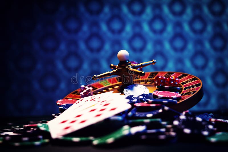 Casino Set with Roulette, Cards, Dice and Chips Stock Photo - Image of ...