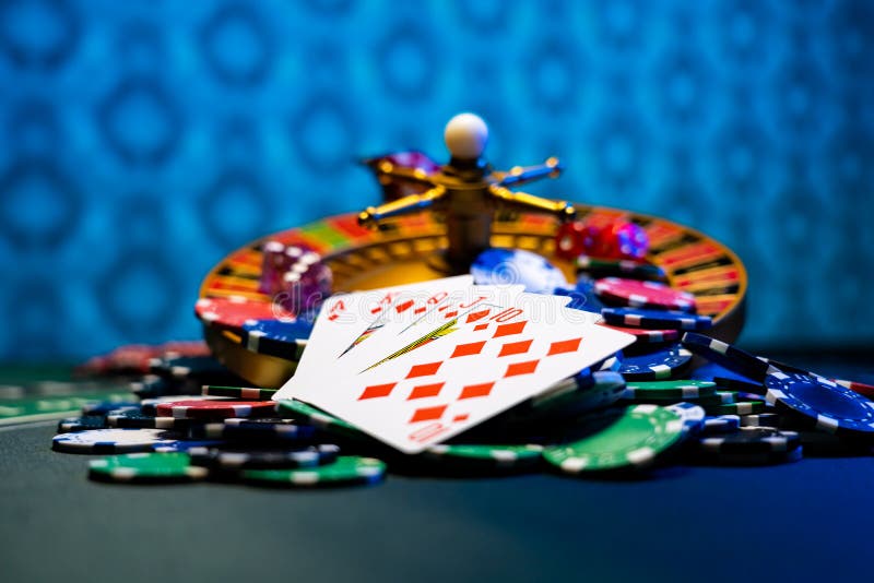 Casino Set with Roulette, Cards, Dice and Chips Stock Photo - Image of ...