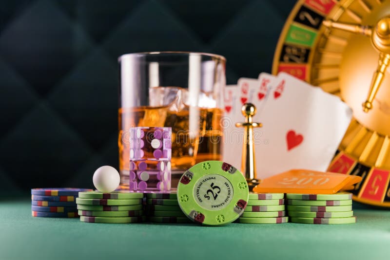 Casino Set with Roulette, Cards, Dice and Chips Stock Photo - Image of ...