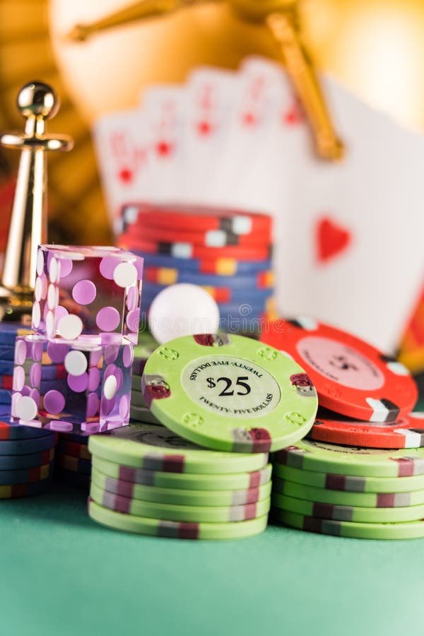 Casino Set with Roulette, Cards, Dice and Chips Stock Photo - Image of ...