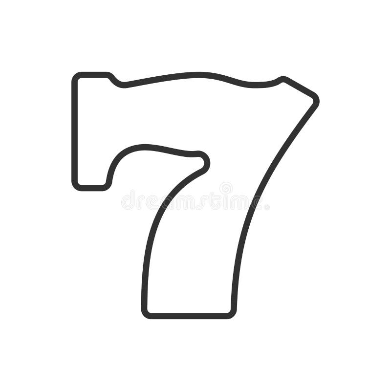 Seven Outline Vector Icon. Thin Line Black Seven Icon, Flat Vector ...