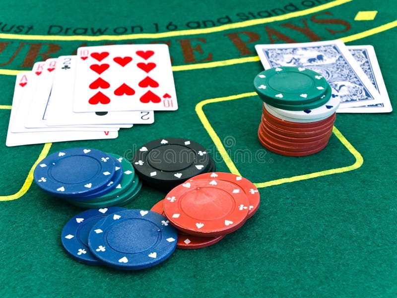 Blackjack Table in Casino with Cards Stock Image - Image of blackjack ...
