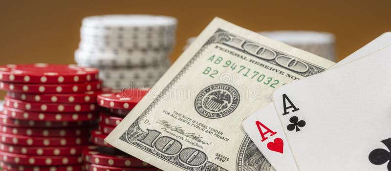 Poker Chips Cash and Two Aces Stock Photo - Image of themed, pair ...