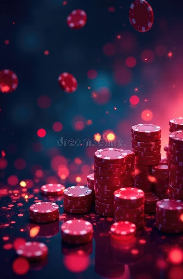 Casino, Vertical Banner, Abstract Red Blue Background, Stack of Red ...