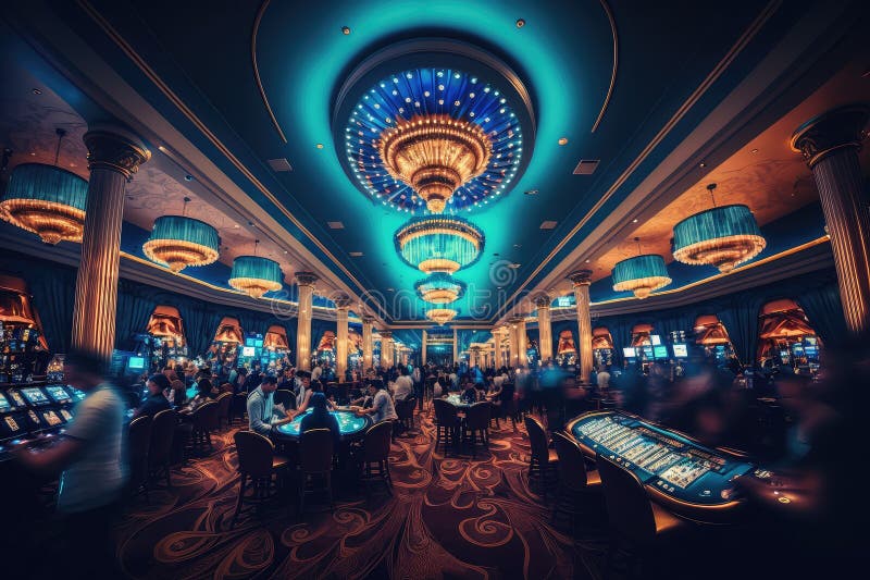 Casino with View of Crowded Gaming Floor, with Lights and Sounds of the ...