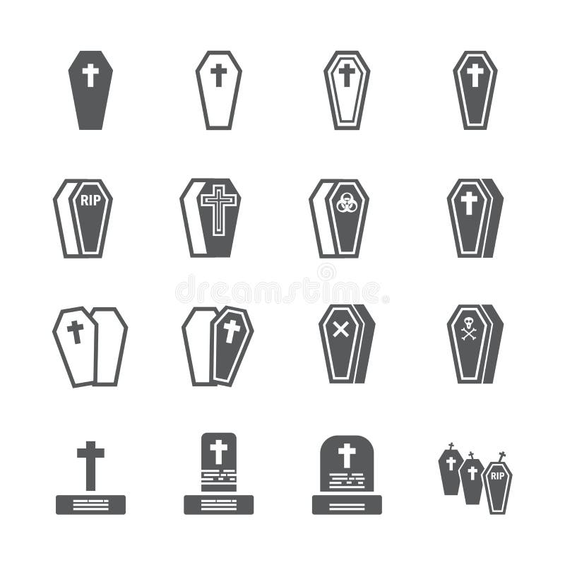 Casket icon set stock vector. Illustration of halloween - 111025619