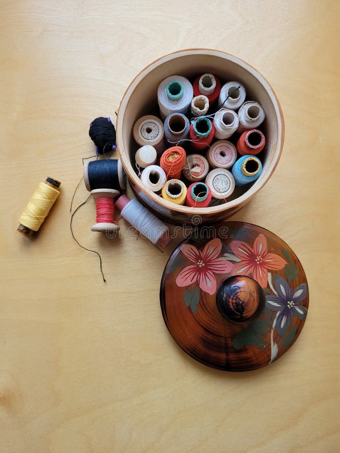 Caskets Buttons Thread Seamstress Sew Stock Photo - Image of seamstress ...