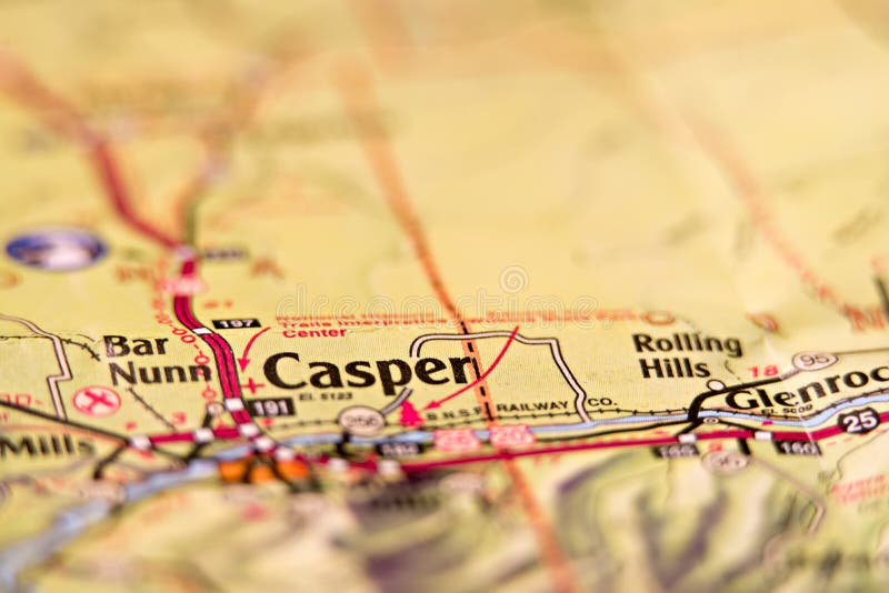 Casper Wyoming Usa Area Map Stock Photo - Image of world, america: 83084496